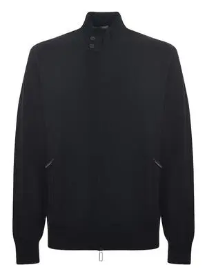 PAOLO PECORA Wool And Cotton Blend Cardigan Black