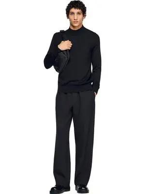 Sandro Wool High Neck Sweater - Black