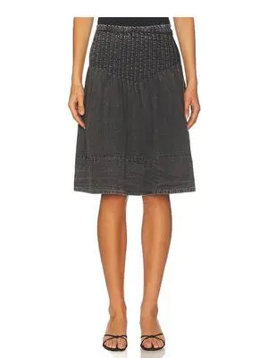 Free People Peyton Pintuck Midi Skirt - Washed Black
