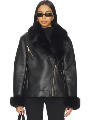 Generation Love Walt Faux Shearling Moto Jacket - Black
