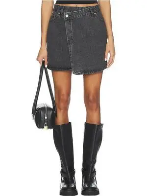 DR. DENIM Renay Denim Wrap Skirt - Retro Black