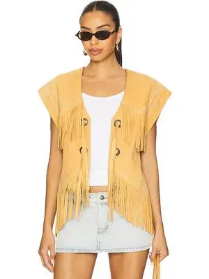 SPELL Fearless Heart Suede Fringe Vest - Sun Glow