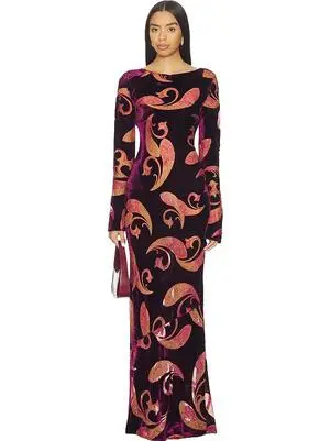 Retrofete Iona Velvet Dress - Dark Paisley