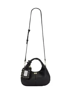 GANNI Grained Mini Hobo Bag - Black