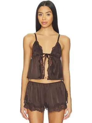 KAT THE LABEL Madeline Camisole Top - Espresso