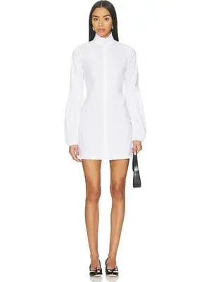 Caroline Constas Jacqueline High Neck Ruffle Mini Shirt Dress - White