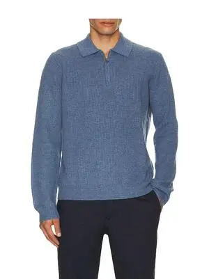 Rails Monty Quarter Zip Polo In Blue - Cerulean Melange