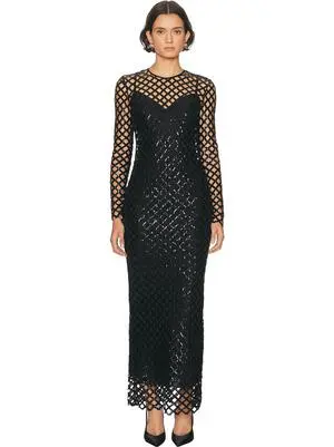 Dolce & Gabbana Long Sleeve Sequin Dress - Black