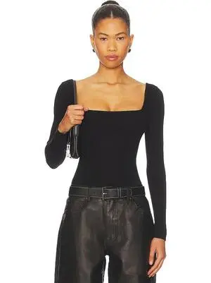 ALL THE WAYS Amalia Square Neck Bodysuit - Black