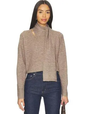 Line & Dot Billie Scarf Pullover Sweater - Taupe