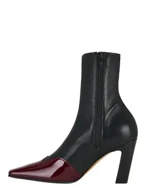 Khaite Nevada Ankle Stretch Boot - Black & Oxblood