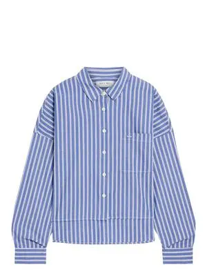 ALEX MILL Jo Cropped Striped Oxford Shirt - Light Blue