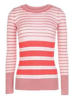 Sandro Knitted Striped Sweater - Pink