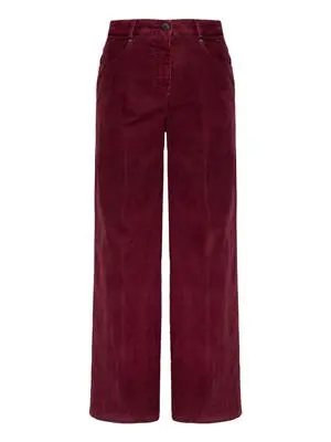 FORTE_FORTE Velvet Finish Trousers - Burgundy