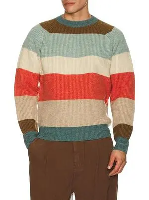 BEAMS Crew Stripe 5g Sweater - Multi