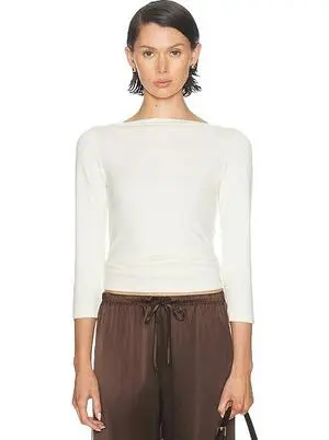 Donni. Baby Rib Boatneck Top - Creme