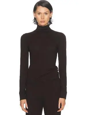 Donni. Baby Rib Turtleneck Top - Espresso