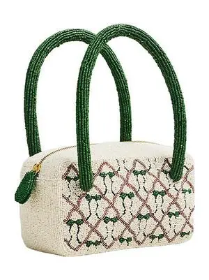 Anthropologie By Anthropologie Beaded Box-Shaped Bag Green Bows