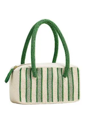 Anthropologie Beaded Box-shaped Bag - Green Stripe
