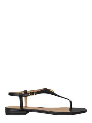 Ralph Lauren Everley Ii Crosshatch Leather Sandal - Black