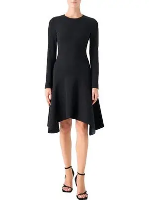 AKRIS Akris Punto Long Sleeve Asymmetric Midi Dress