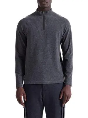 Bugatchi Brushed Cotton-Blend Quarter-Zip Pullover Black
