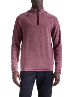 Bugatchi Brushed Cotton-Blend Quarter-Zip Pullover Burgundy
