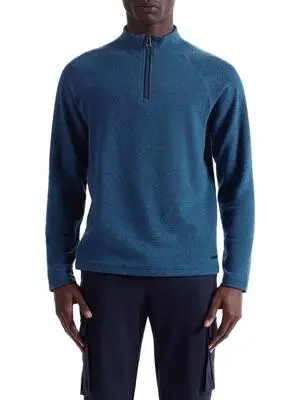Bugatchi Brushed Cotton-Blend Quarter-Zip Pullover Navy