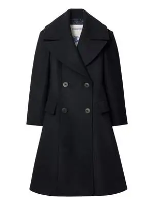Burberry Double-Breasted Wool Coat Blue