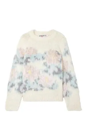 Bernadette Intarsia Brushed Silk Sweater - Neutrals