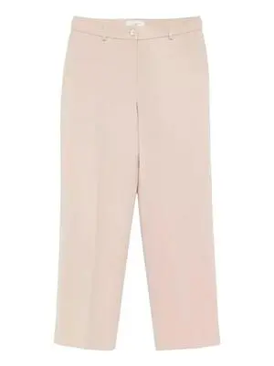 VIA MASINI 80 Flat-front Straight Trousers - Neutrals
