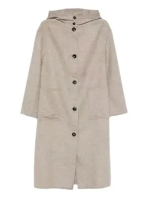 Liviana Conti Hooded Button Coat - Neutrals