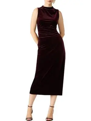 Steve Madden Sleeveless Velvet Midi Dress - Velvet Wine