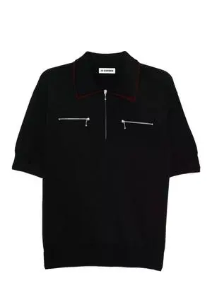 JIL SANDER Zip Collar Polo Shirt - Black