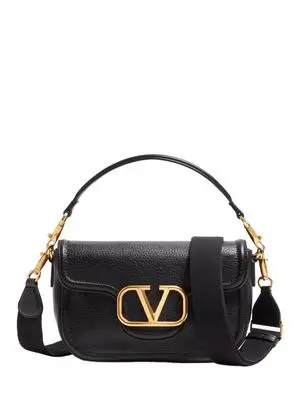 Valentino Garavani Alltime Grainy Calfskin Shoulder Bag - Black