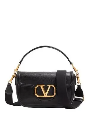 Valentino Garavani Alltime Grainy Calfskin Shoulder Bag - Black