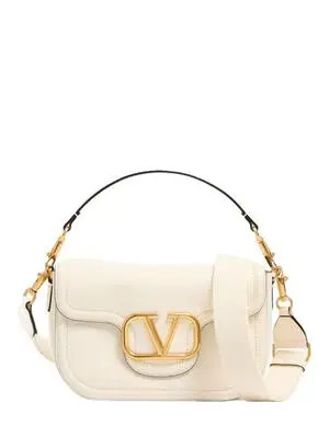 Valentino Garavani Alltime Grainy Calfskin Shoulder Bag - Ivory