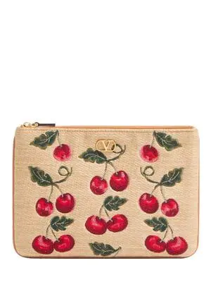 Valentino Garavani Vlogo Signature Pouch - Natural/red