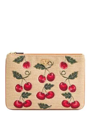 Valentino Garavani Vlogo Signature Pouch - Natural/red