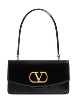 Valentino Garavani Vain Bag With Handle In Shiny Calfskin - Black