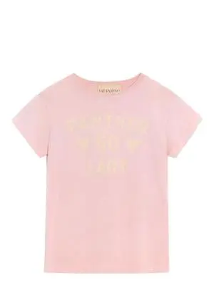 Valentino Garavani Cotton T-shirt With Panther Lady Print - Pink