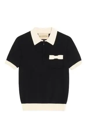 Valentino Garavani Cotton Jumper With Lace Accents - Black/latte