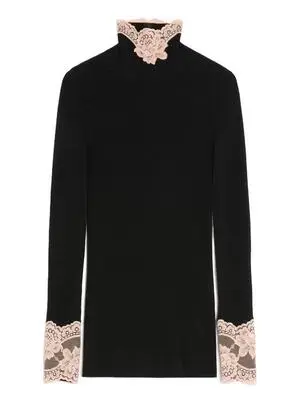 Valentino Garavani Cashmere Jumper With Lace Detail - Black/rose Dust