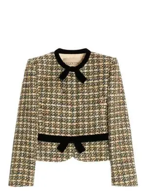 Valentino Garavani Tweed Jacket With Velvet Details - Multicolour