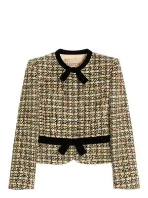 Valentino Garavani Tweed Jacket With Velvet Trim - Multicolour