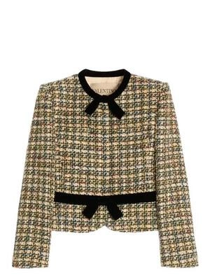 Valentino Garavani Tweed Jacket With Velvet Trim - Multicolour