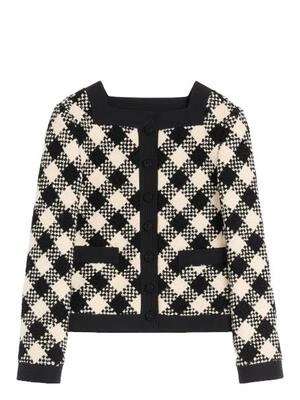 Valentino Garavani Valentino Damier Tweed Jacket With Crepe Couture Trim Butter/black