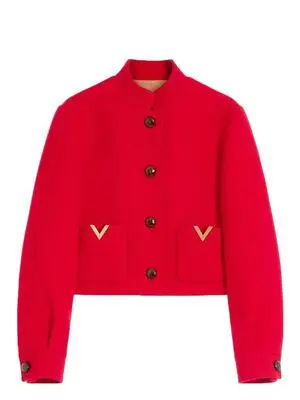 Valentino Garavani Drill Double Peacoat With V Gold Detailing - Red
