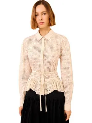Ulla Johnson Kelila Button Up Blouse With Belt - Cowrie