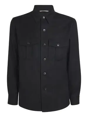 Canali Wool Overshirt - Black